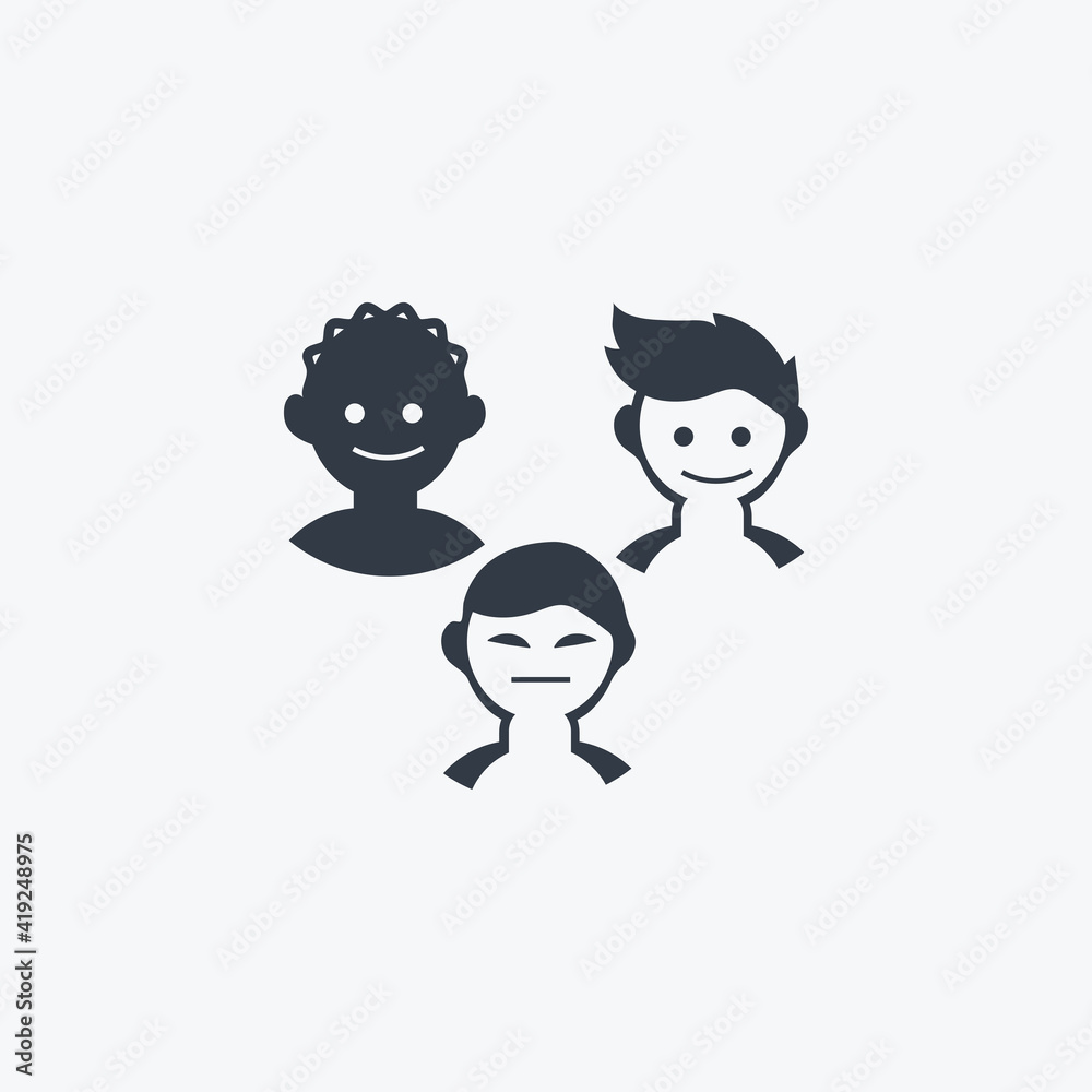 Different races icon isolated on clean background. Different races icon ...