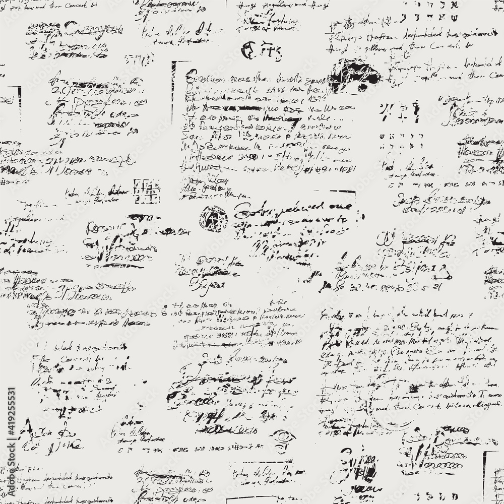 Abstract Seamless Pattern With Handwritten Scribbles And Blots