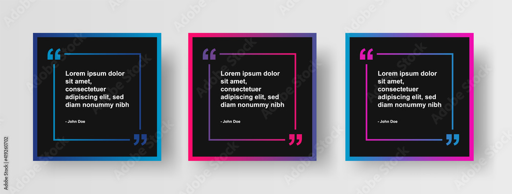Set of Social Media Post Design Template for Quotes. Modern Social Post ...