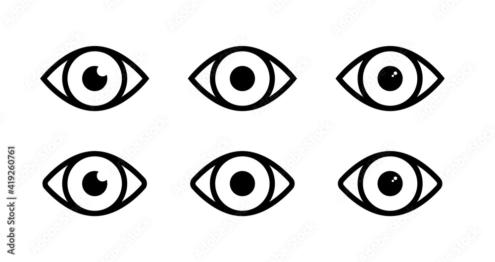 Eye Icon Set. Collection of Eye Vector Symbols. Simple Flat Outline Eye ...