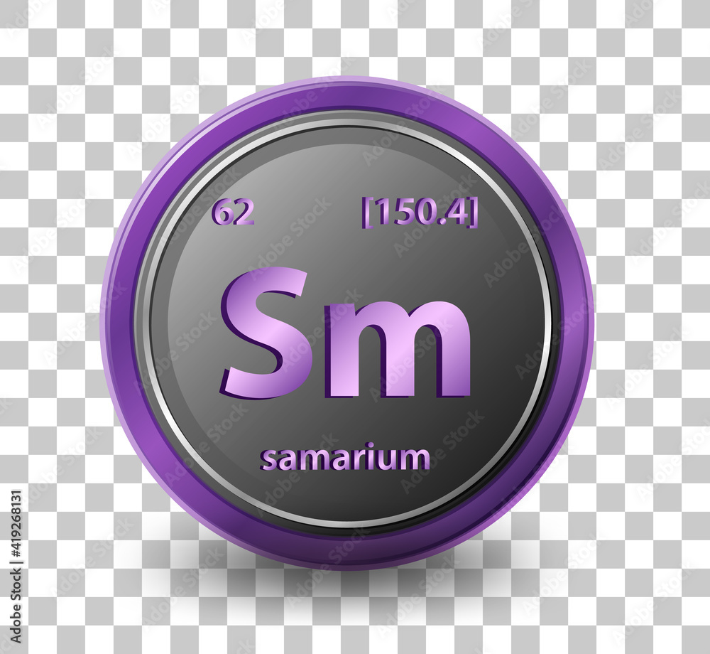 Samarium chemical element. Chemical symbol with atomic number and ...
