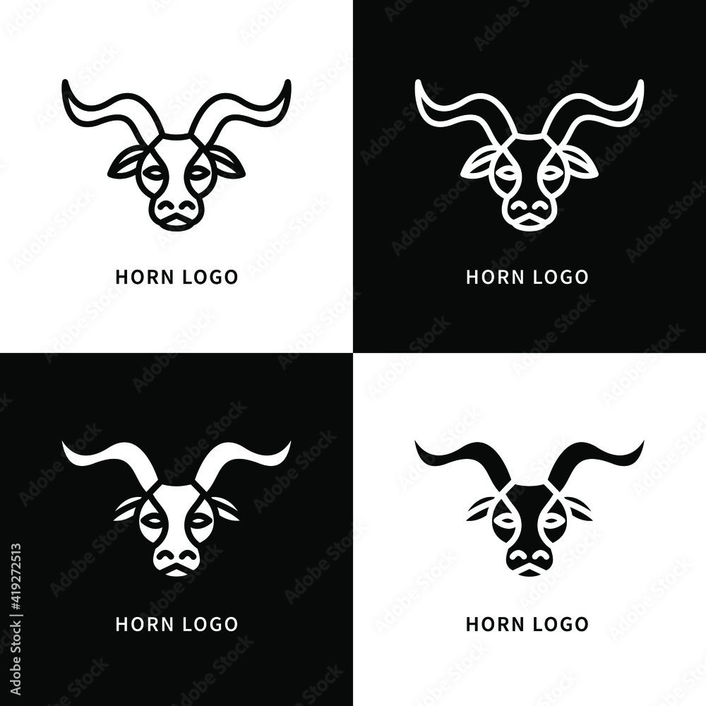 Ox Head Character Symbol. Bull Animal Icon Set Illustration. Buffalo ...