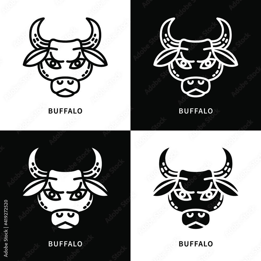Ox Head Character Symbol. Bull Animal Icon Set Illustration. Buffalo ...