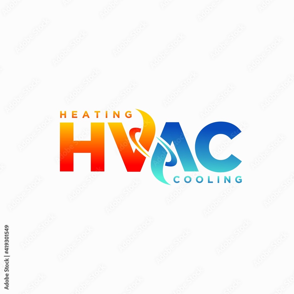 HVAC lettering logo design, heating and cooling logo Stock Vector ...