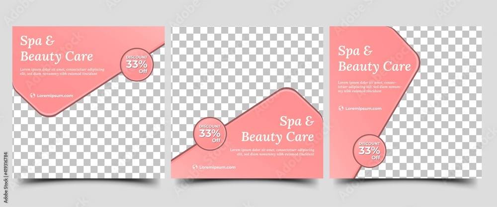 Spa, beauty, and massage social media post template set design. Flat ...