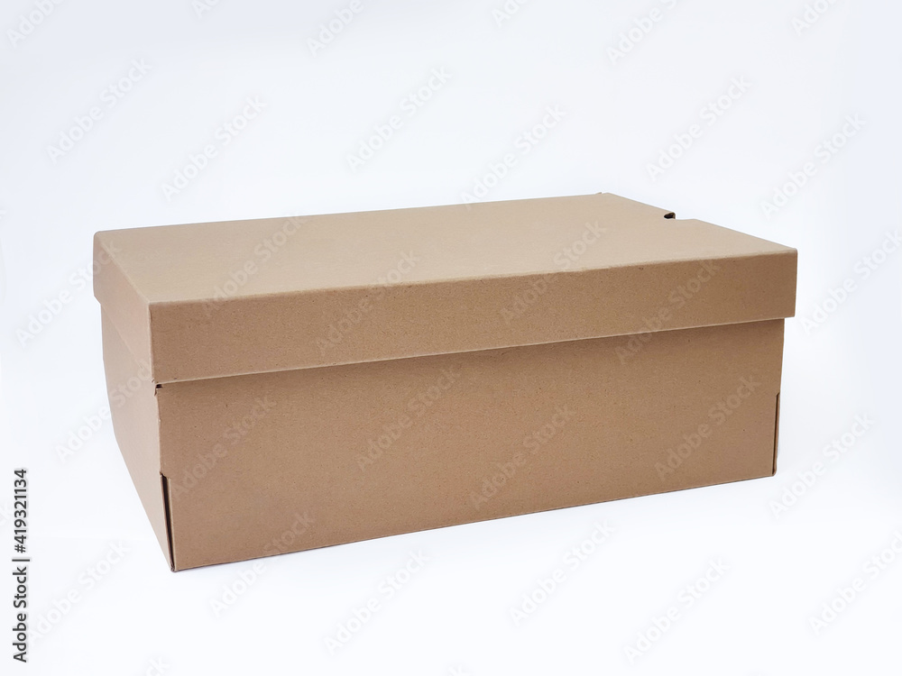 Brown cardboard shoes box with lid for shoe or sneaker product ...