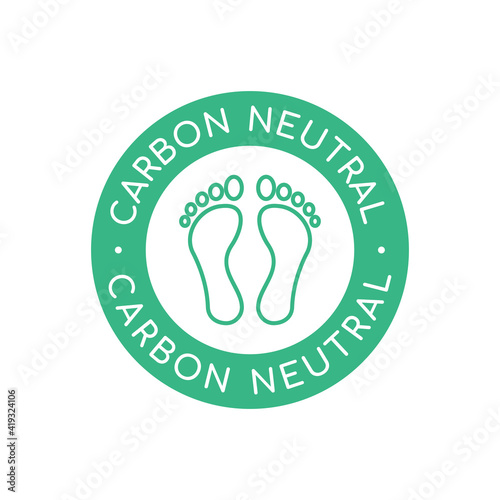 Carbon neutral footprint sign. Green CO2 footprints in circle. Carbon ...