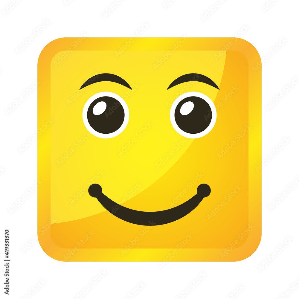 Yellow square emoticons and emojis. Vector illustration in flat style ...