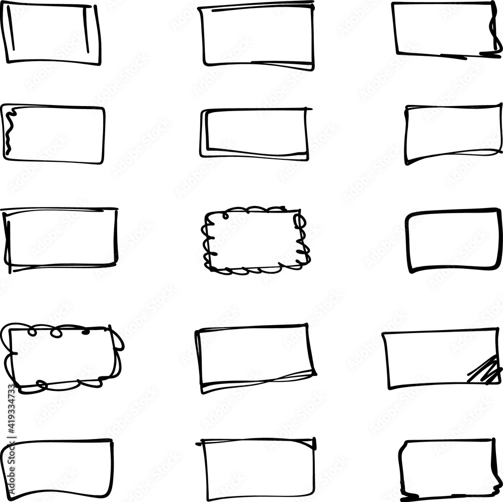 Vector rectangular speech bubbles. Abstract sketch of the frame. Doodle ...