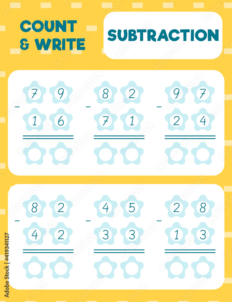 Math worksheet practice print page. Double digit subtraction. Column ...