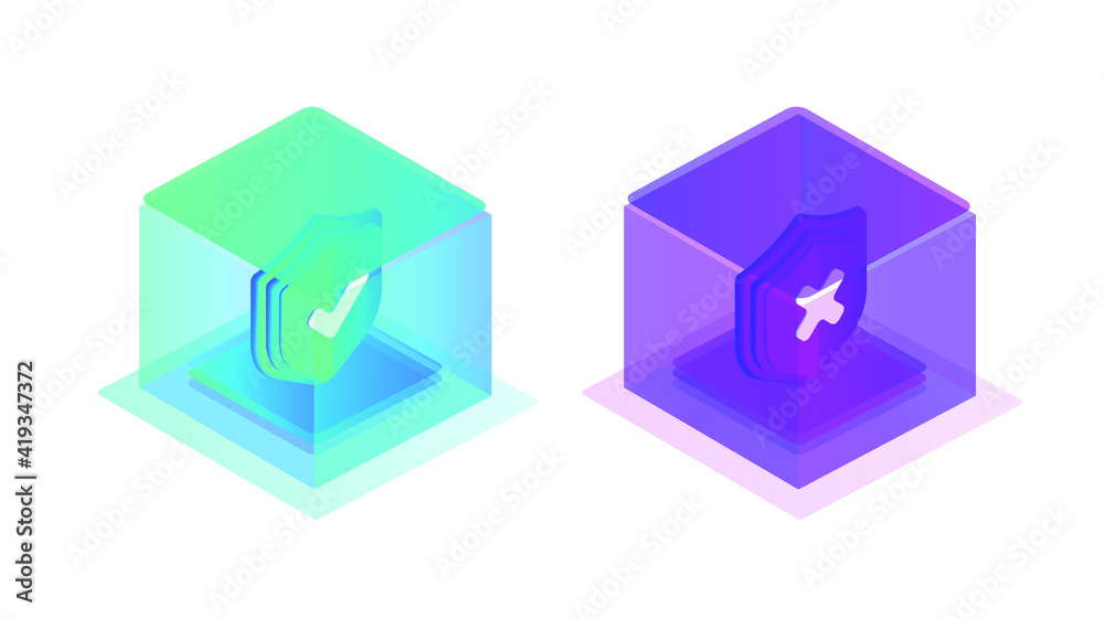 Correct, incorrect sign. Right and wrong mark icon set. Green tick and ...