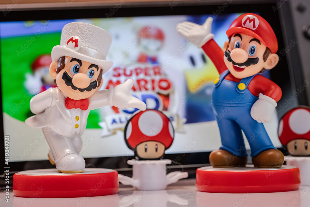 MOSCOW, RUSSIA - August 22, 2020: Super Mario Bros figure character ...