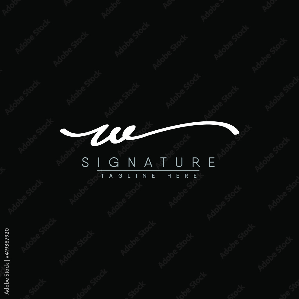 Handwritten Signature Logo for Initial Letter W Stock Vector | Adobe Stock