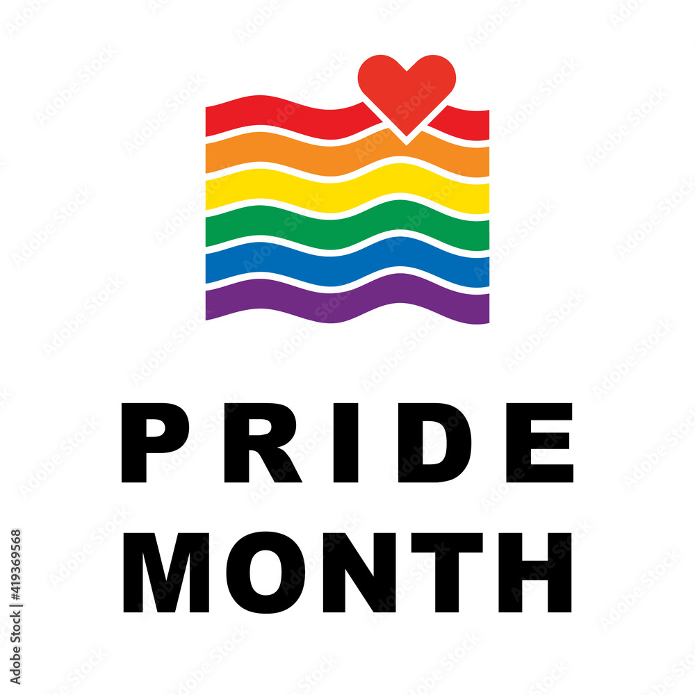 Pride month 2021 logo card with minority flag.Banner Love is love ...