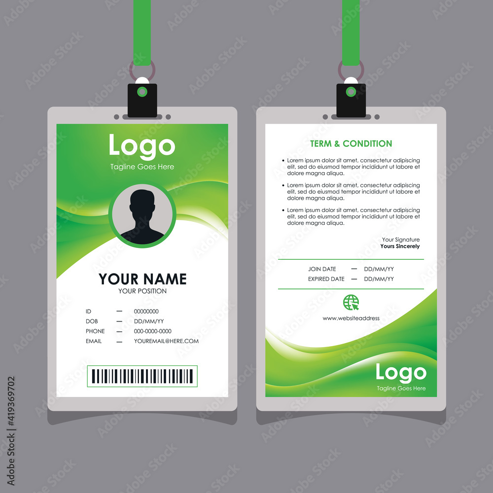 Abstract Green Smooth Wavy Id Card Design with Blurry Mesh Background ... Abstract Green Smooth Wavy Id Card Design with Blurry Mesh Background ...