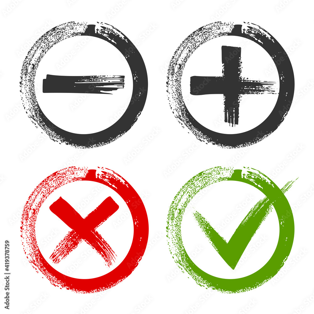 Design of check list marks, choice options, test, quiz or survey signs ...