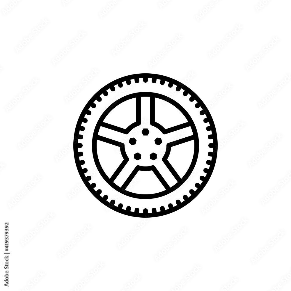 Tire wheel symbol sign. Linear icon with the image of a car wheel ...