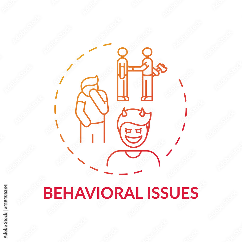 Vetor de Behavioral issues concept icon. Online family therapy types ...