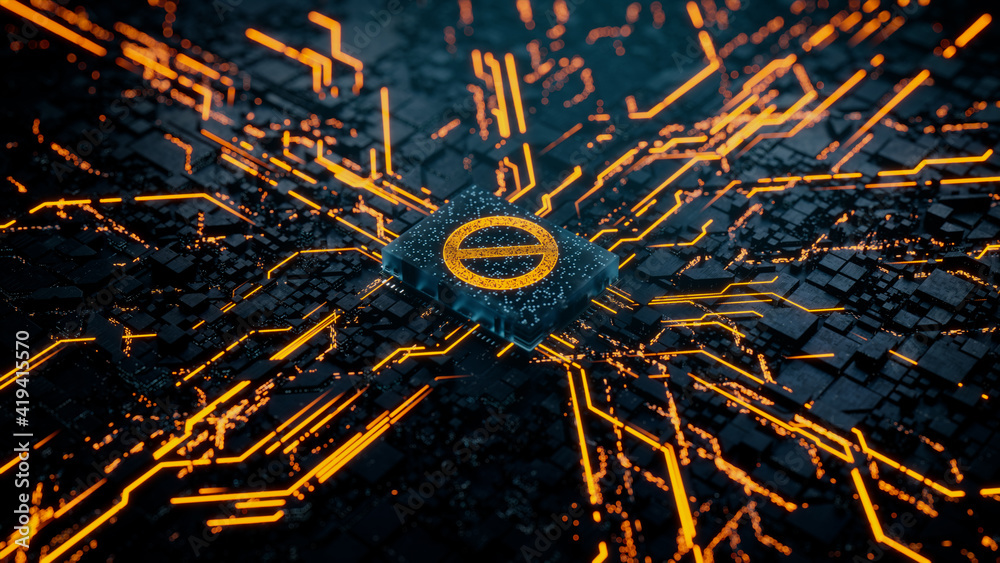 Restricted Access Technology Concept with Prohibition symbol on a ...