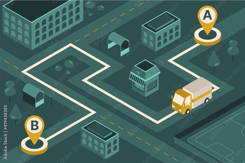 Isometric vector illustration of logistic, organization, and execution ...