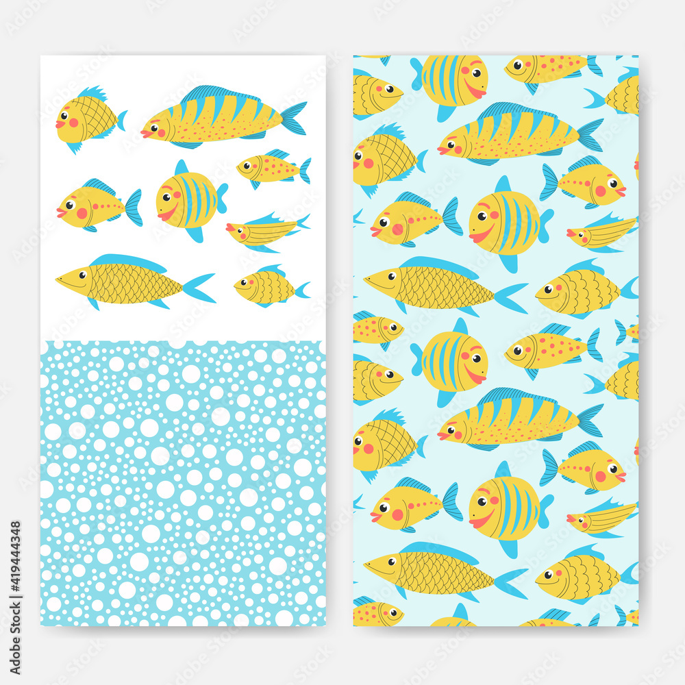Cute fish vector collection in flat cartoon style Stock Vector | Adobe ...