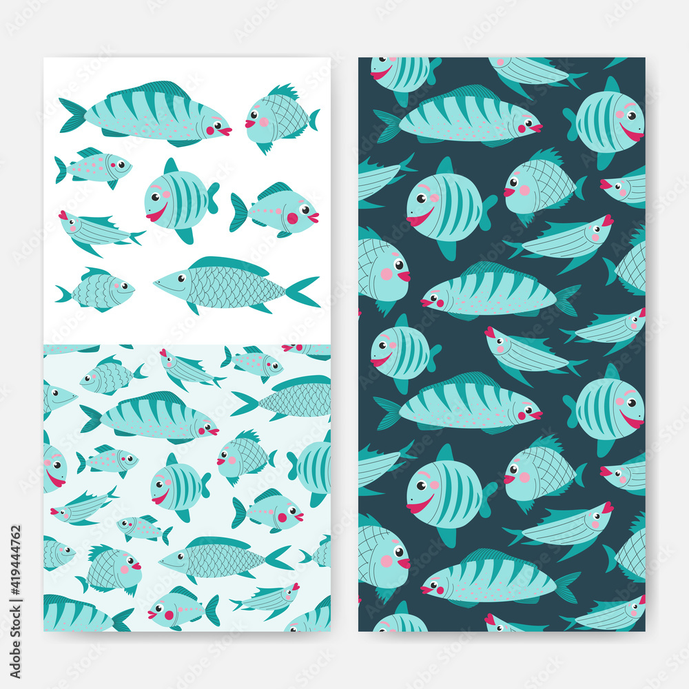 Cute fish vector collection in flat cartoon style Stock Vector | Adobe ...