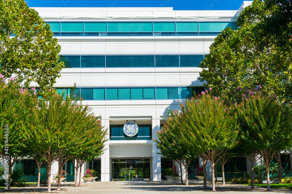 GE Digital logo and sign at the headquarters in Silicon Valley, GE ...