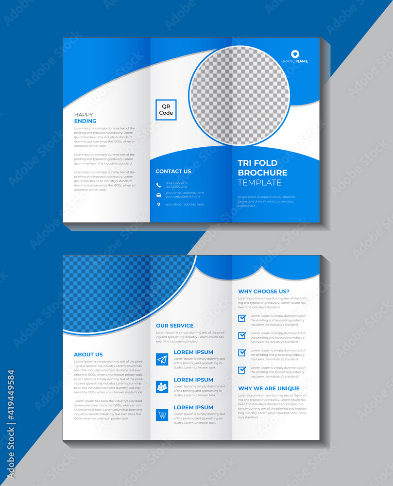 Model Blue Tri fold brochure design, Business Tri fold brochure design ...