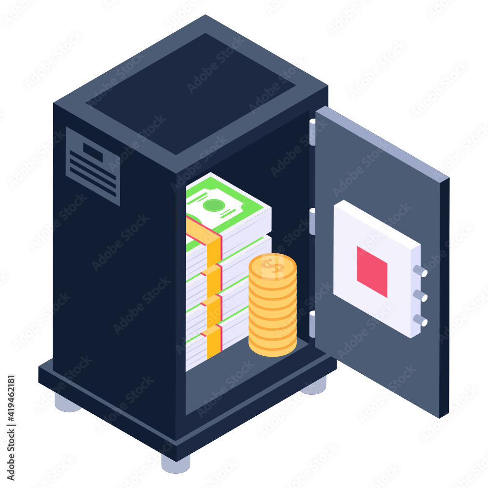 An isometric design of money vault icon Stock Vector | Adobe Stock