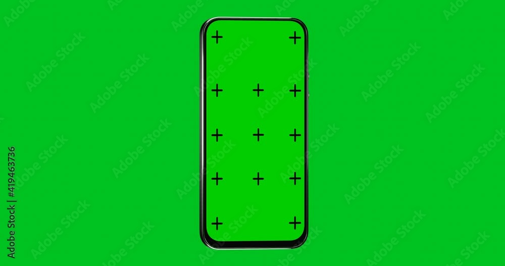 Rotation of the smartphone. Mobile phone with blank green screen, front ...