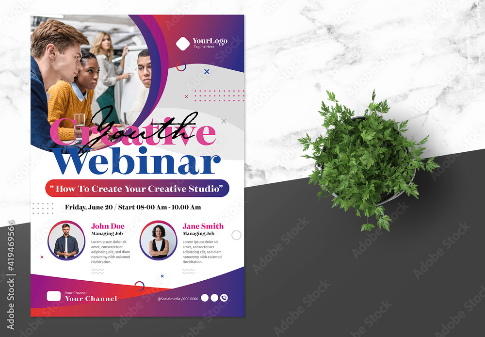 Webinar Digital Poster with Blue Accent Stock Template | Adobe Stock