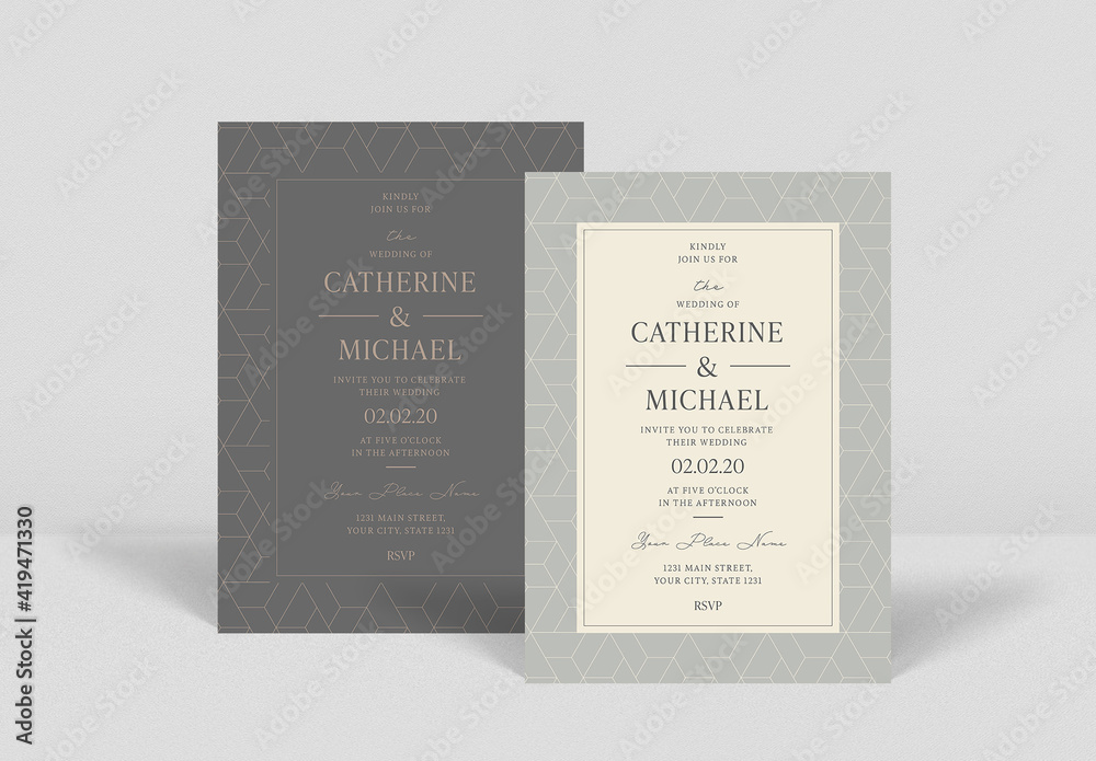 Geometric Wedding Invitation Layout Stock Template | Adobe Stock