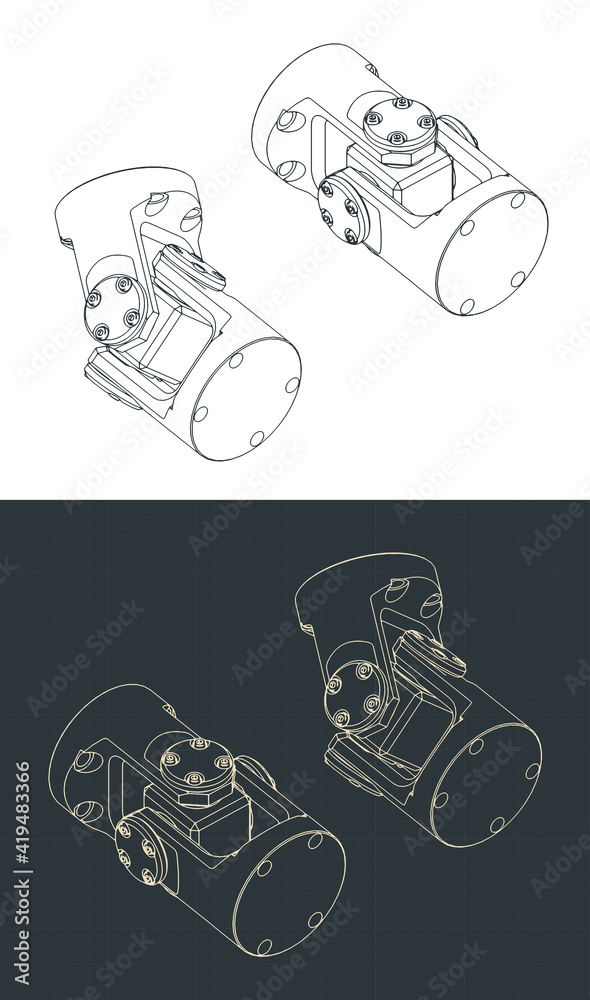Cardan transmission blueprints Stock Vector | Adobe Stock
