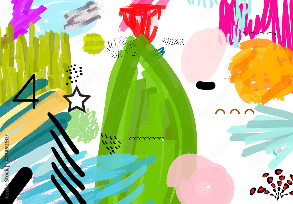 Set of Artistic Hand Drawn Scribbles with Marker and Ink Stock Template ...