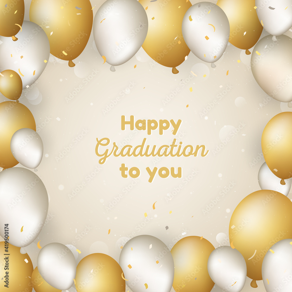 Happy graduation background with balloons Stock Vector | Adobe Stock