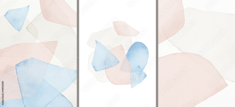 Abstract Arrangements. Prints set. Posters. Blush, pink, blue, navy ...