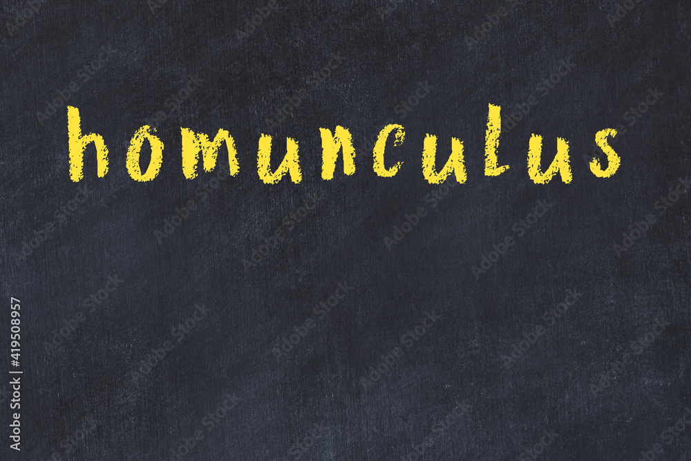 College chalk desk with the word homunculus written on in ilustración ...