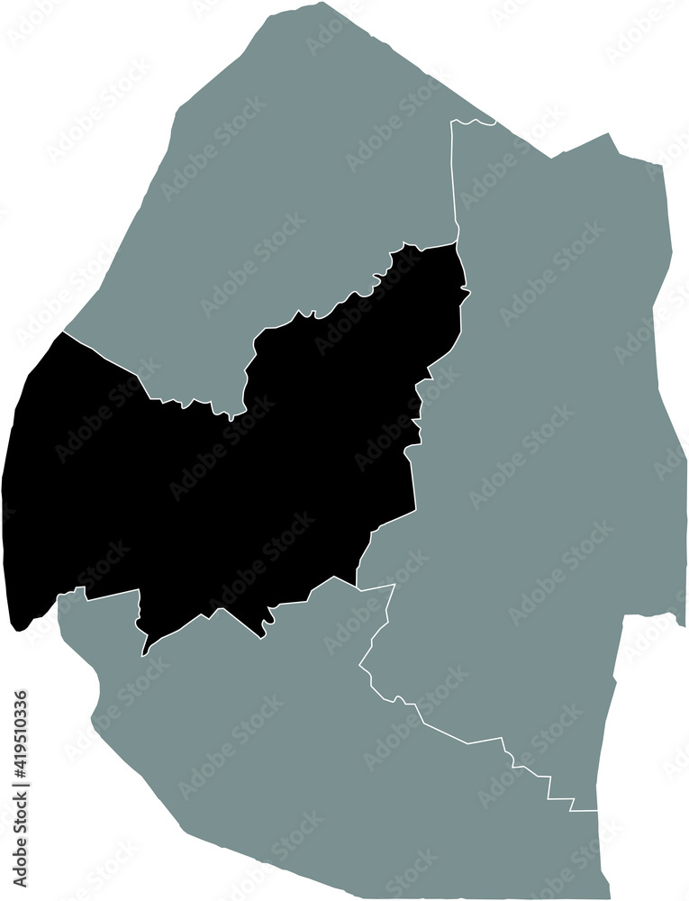 Vetor de Black highlighted location map of the Swazi Manzini region ...