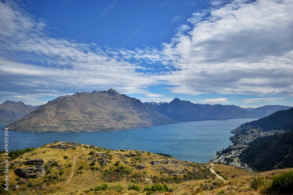 New Zealand, The Queenstown Hill Walk is an easy climb through pine ...