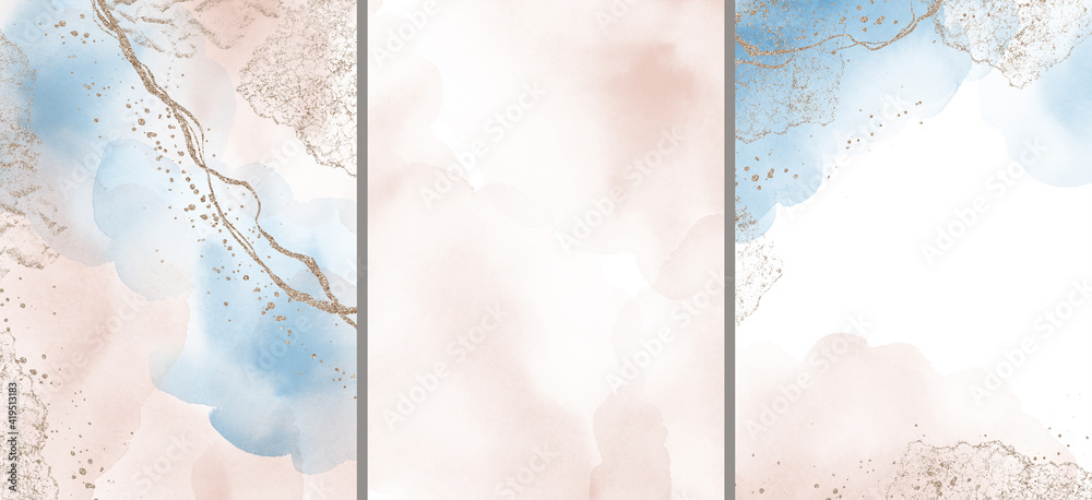 Abstract Arrangements. Prints set. Posters. Blush, pink, blue, navy ...