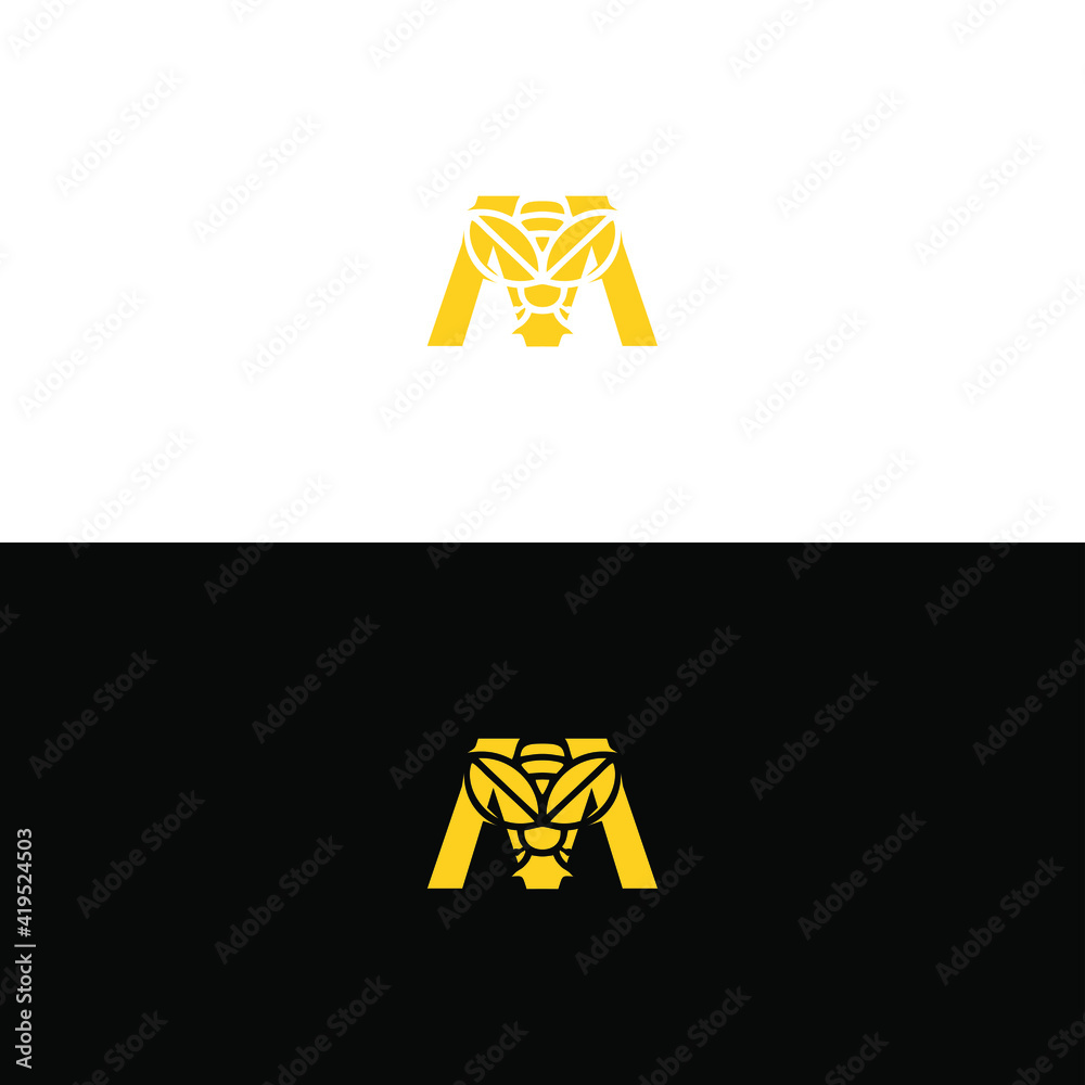 letter m bee logo Stock Vector | Adobe Stock