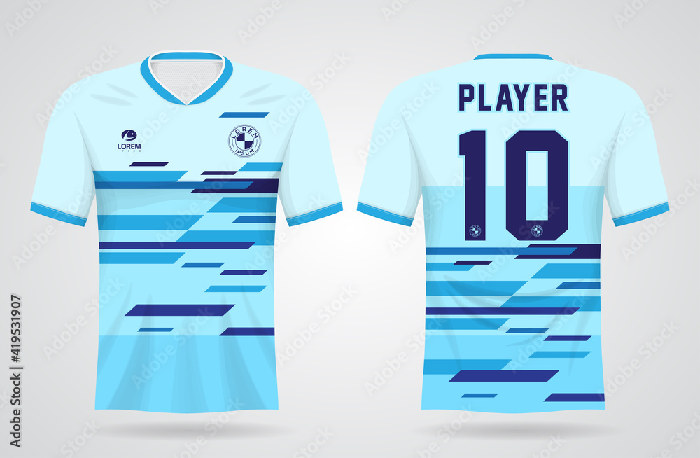 blue white sports jersey template for team uniforms and Soccer t shirt ...