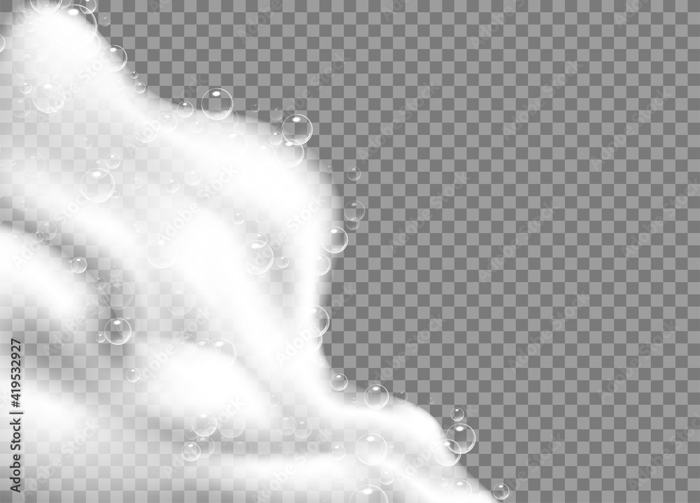 Realistic background with Soap foam. Bath laundry white bubbles ...