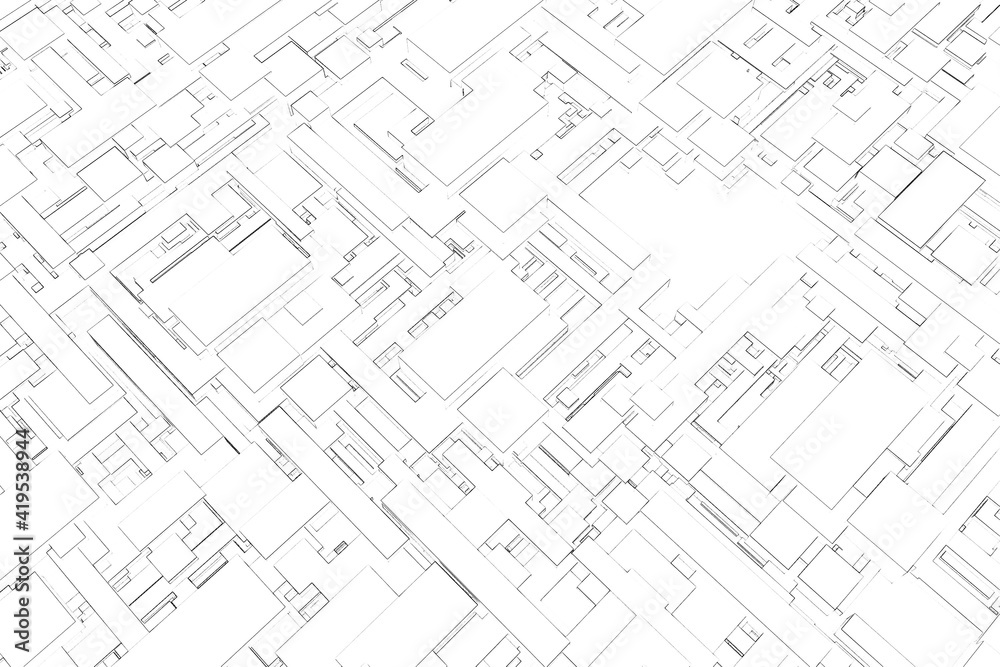 Perspective of modern futuristic outline edge patterns for architecture ...