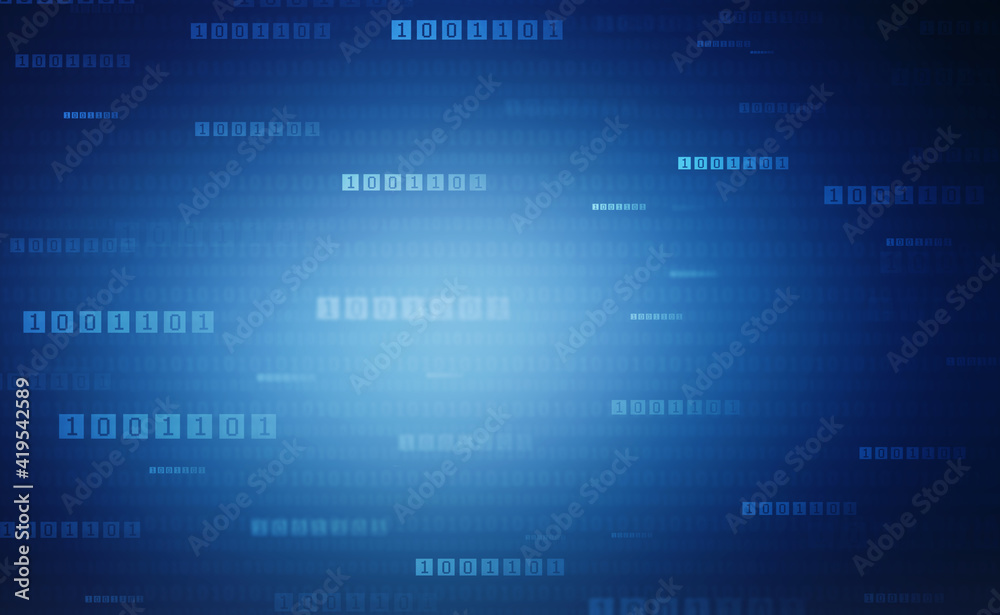 2d illustration abstract digital binary data on computer screen Stock ...