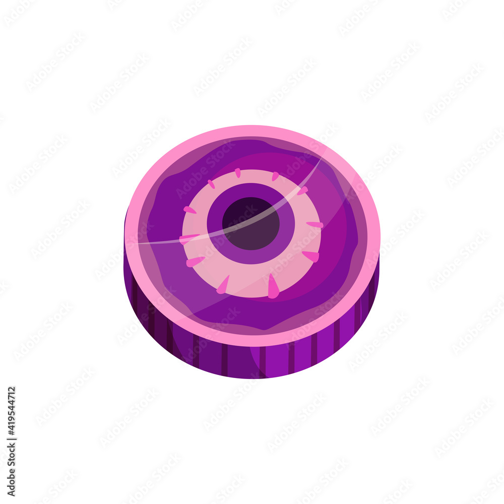 Halloween round caramel candy with zombie eye isolated trick or treat ...