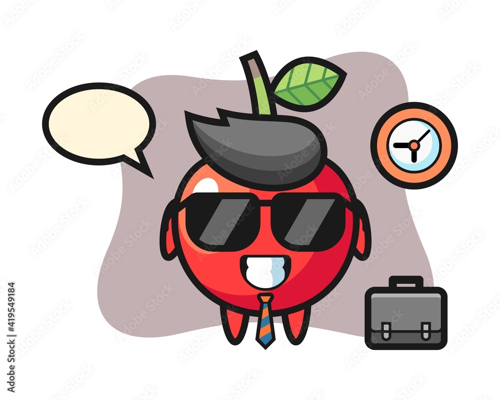 Cartoon mascot of cherry as a businessman Stock Vector | Adobe Stock