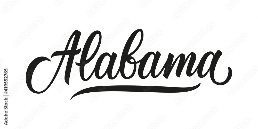 Alabama handwritten inscription. Alabama state hand drawn lettering ...