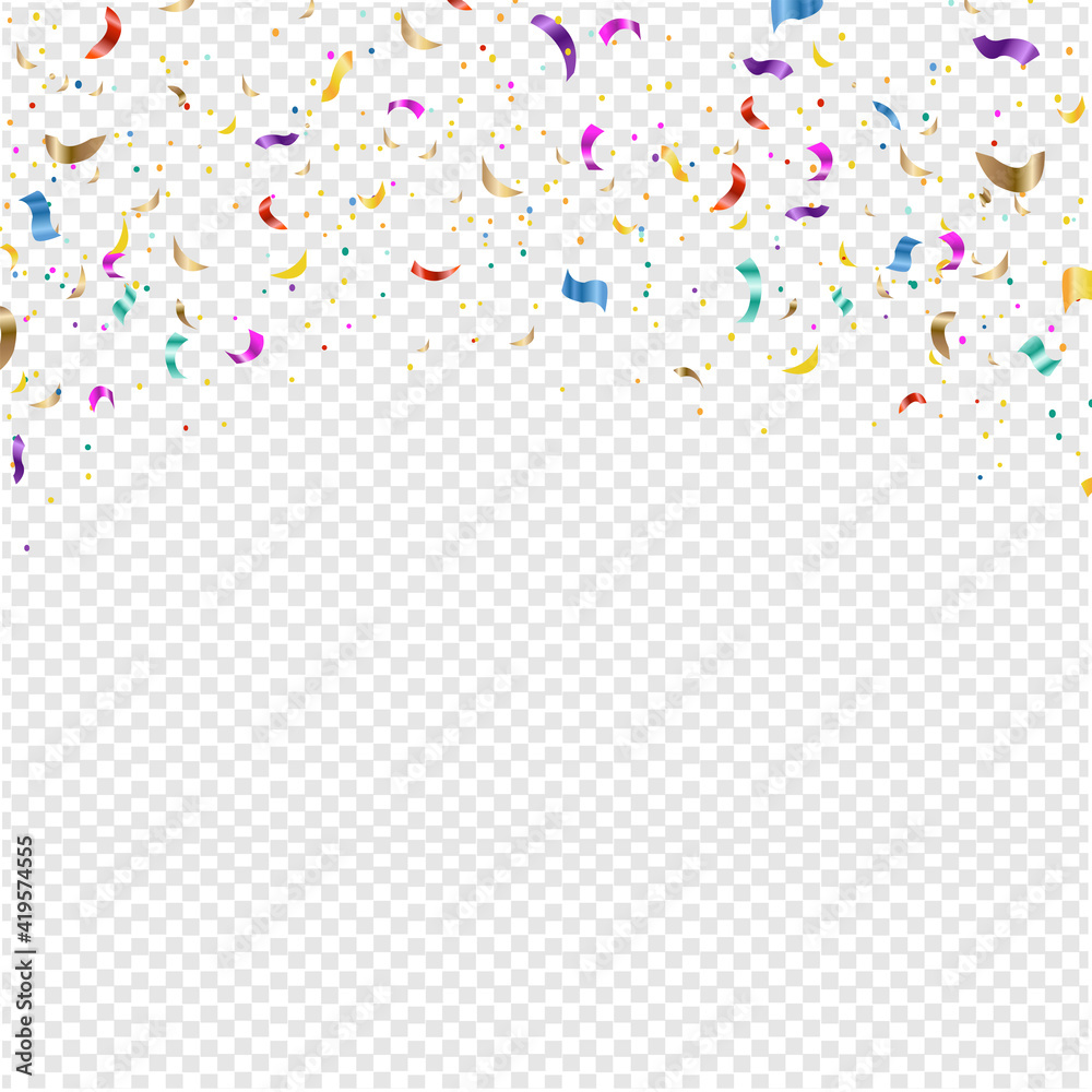 Background With Falling Confetti Transparent Background, Vector ...