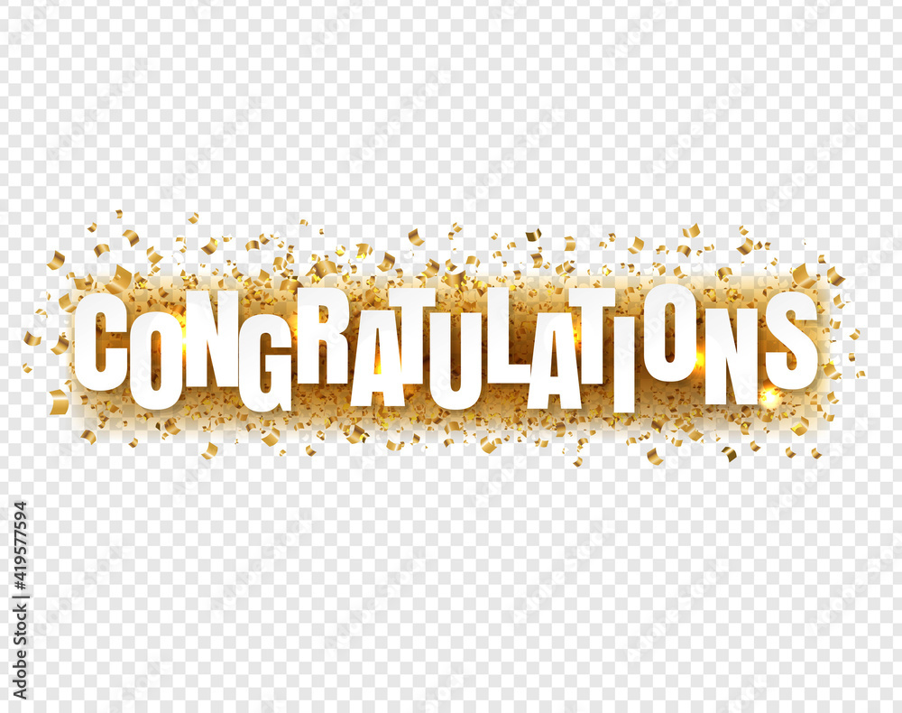 Congratulations Text With Confetti Transparent Background With Gradient ...